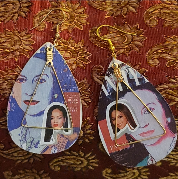 Handmade | Jewelry | Handmade Earrings Magazine Collage Decoupage ...